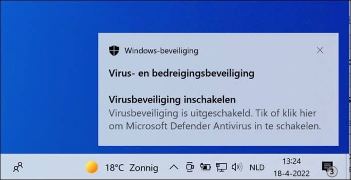 Windows Defender Antivirus in of uitschakelen in Windows 10
