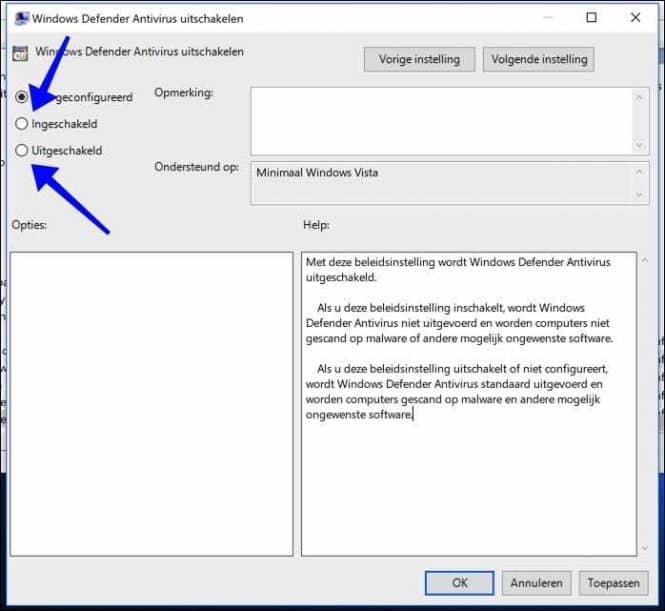 Windows Defender Antivirus in of uitschakelen in Windows 10 - PC Tips
