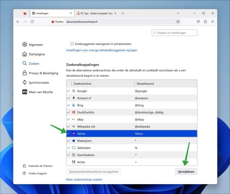 Entfernen Sie die Yahoo-Suchmaschine aus Chrome, Firefox oder MS Edge