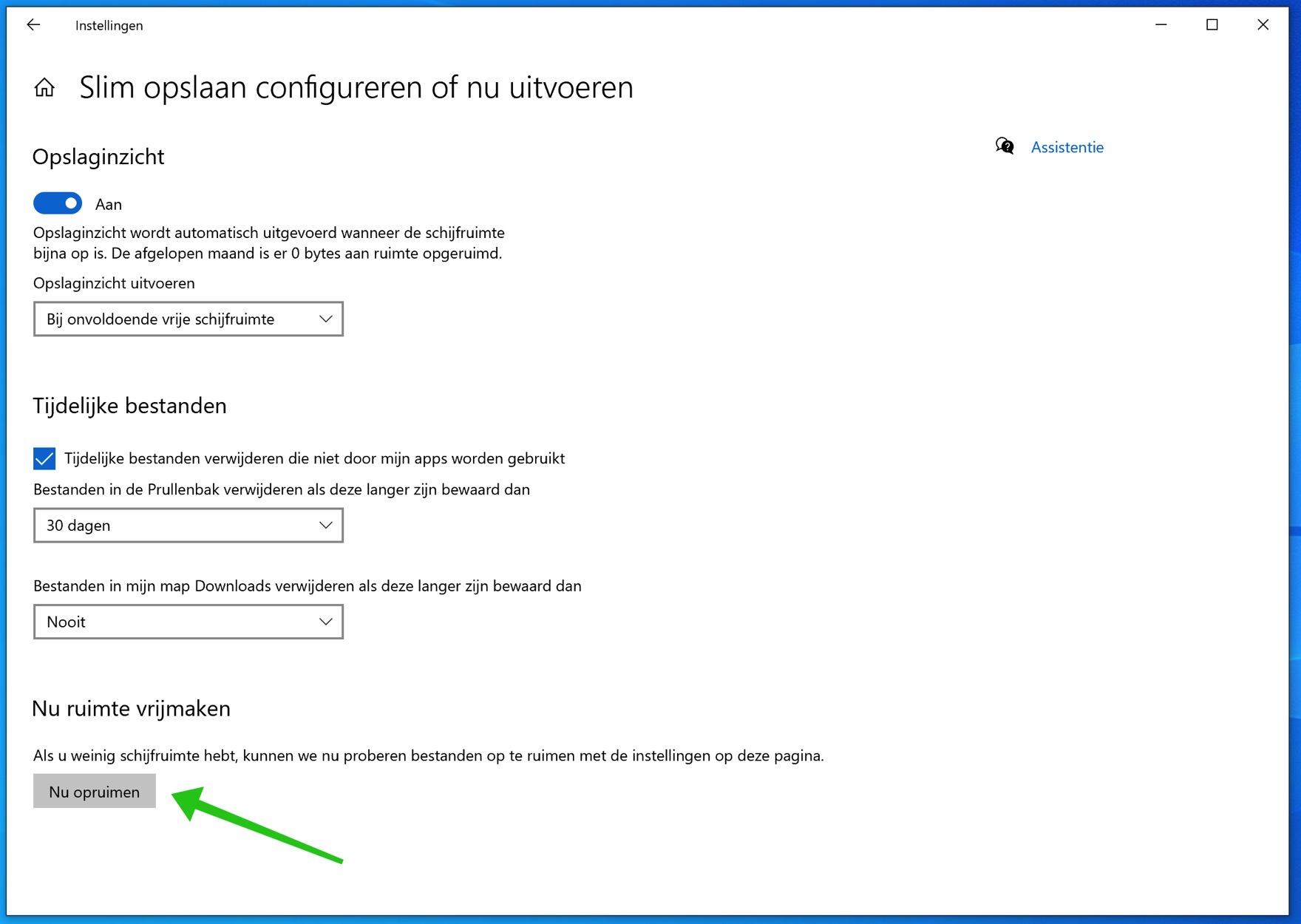 Slimme opslag activeren in Windows 10 (Automatisch opruimen) - PC Tips