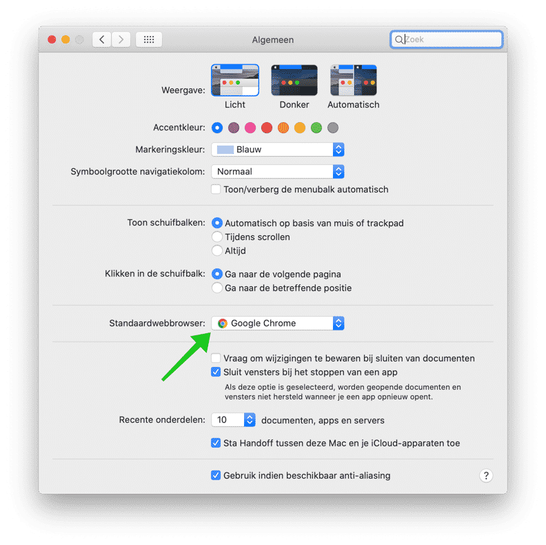 Standaard web browser (Safari) wijzigen in Mac OS