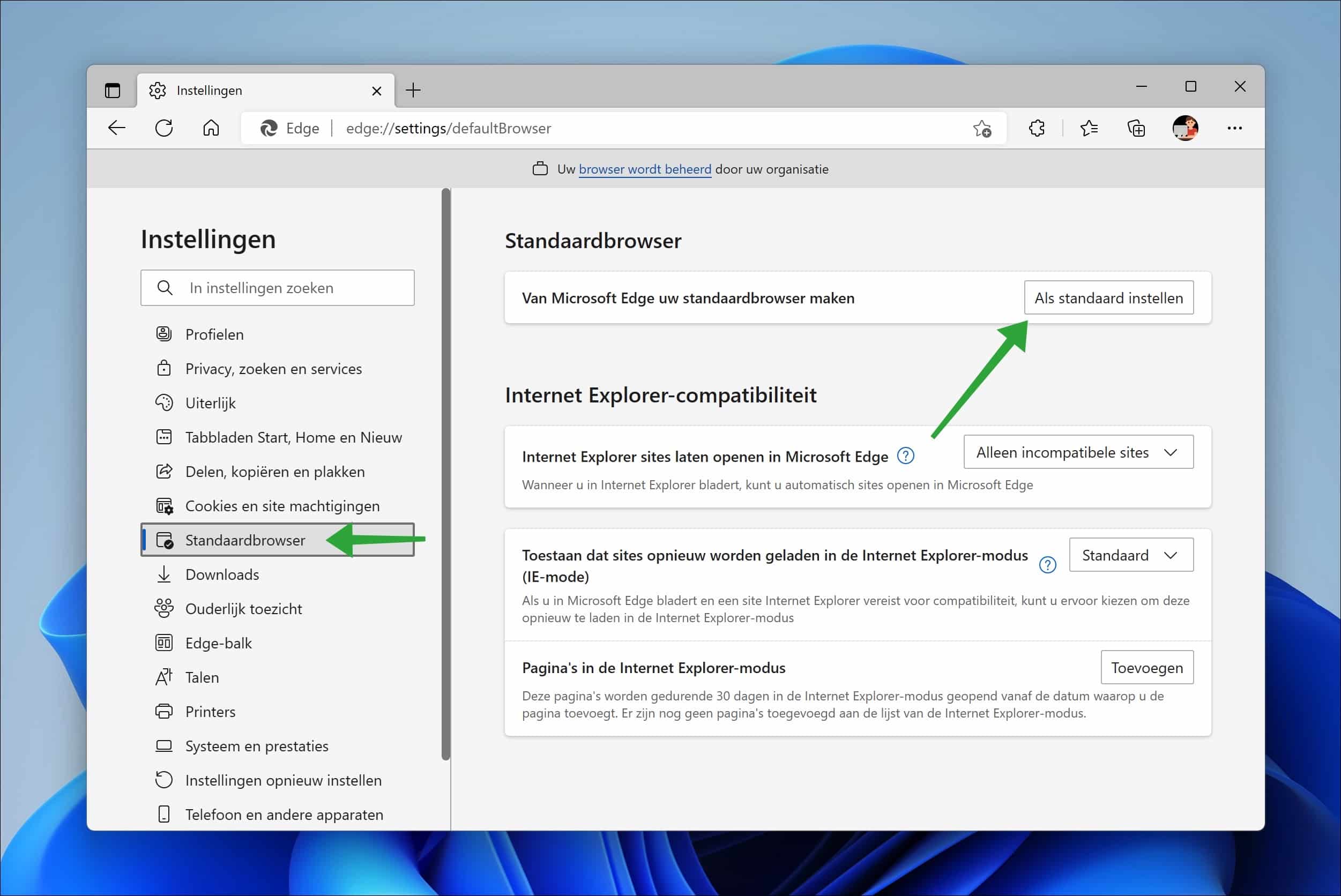 Google Chrome, Firefox of Edge instellen als standaardbrowser