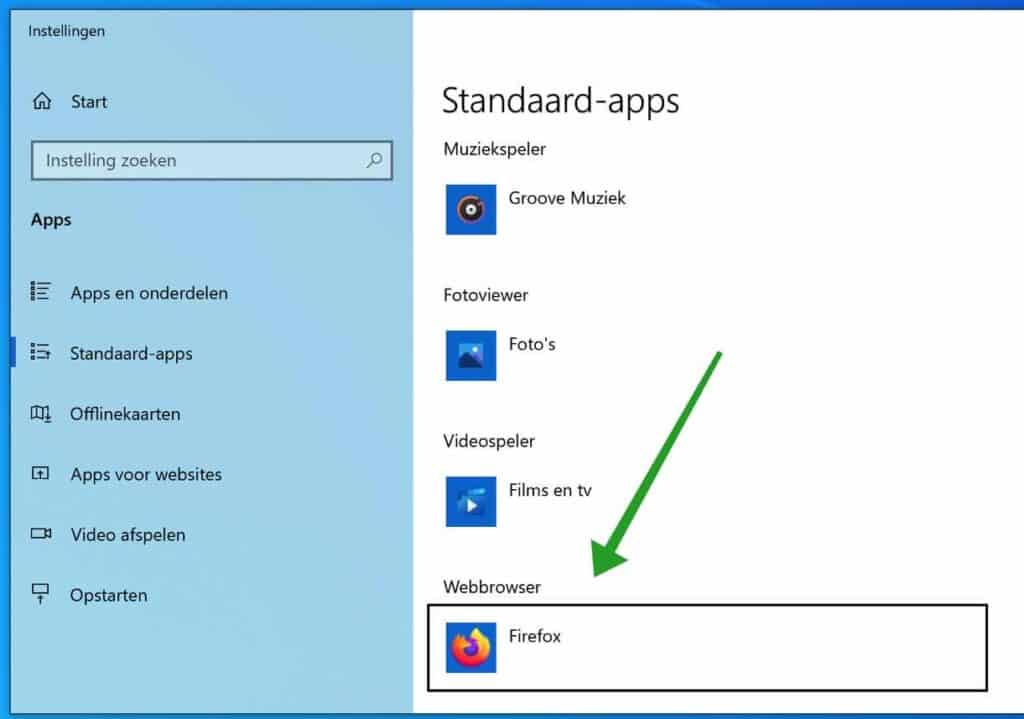 Chrome, Firefox of MS Edge instellen als standaard browser