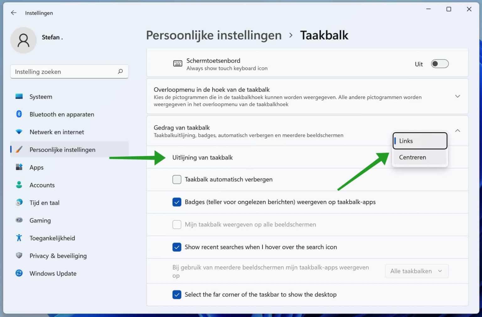 Taakbalk naar links verplaatsen in Windows 11? Zo werkt het!
