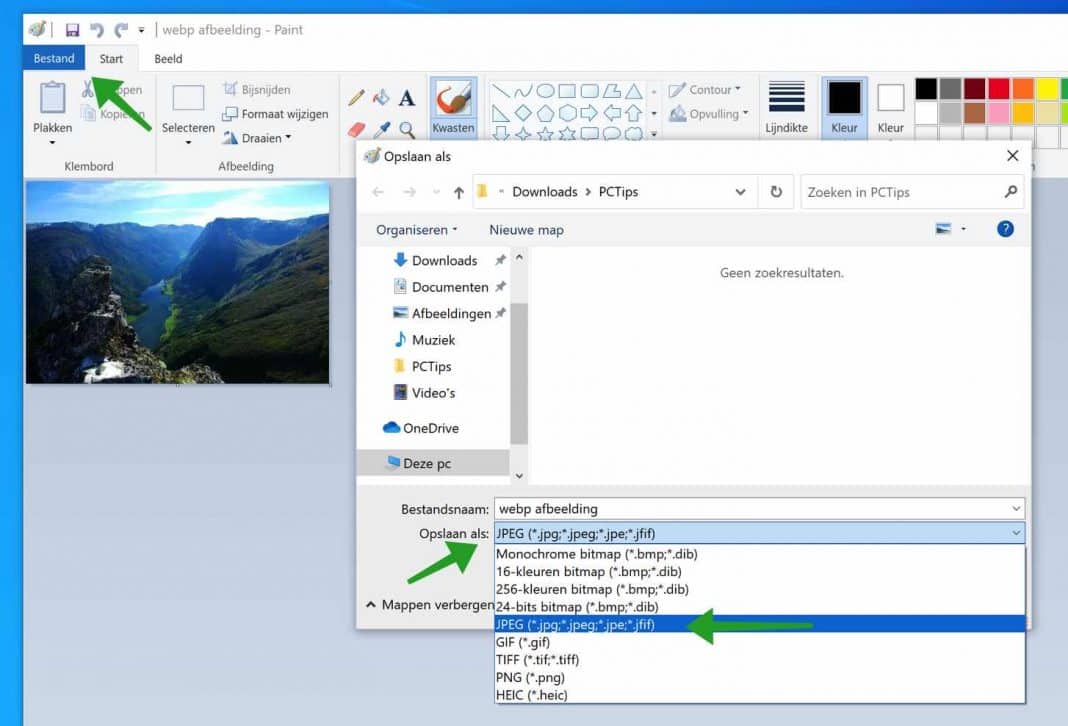 WebP converteren naar een JPG, GIF of PNG afbeelding