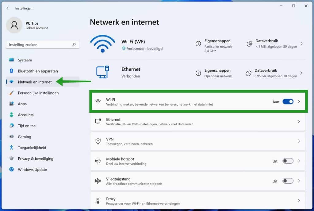 Wifi werkt niet in Windows 11