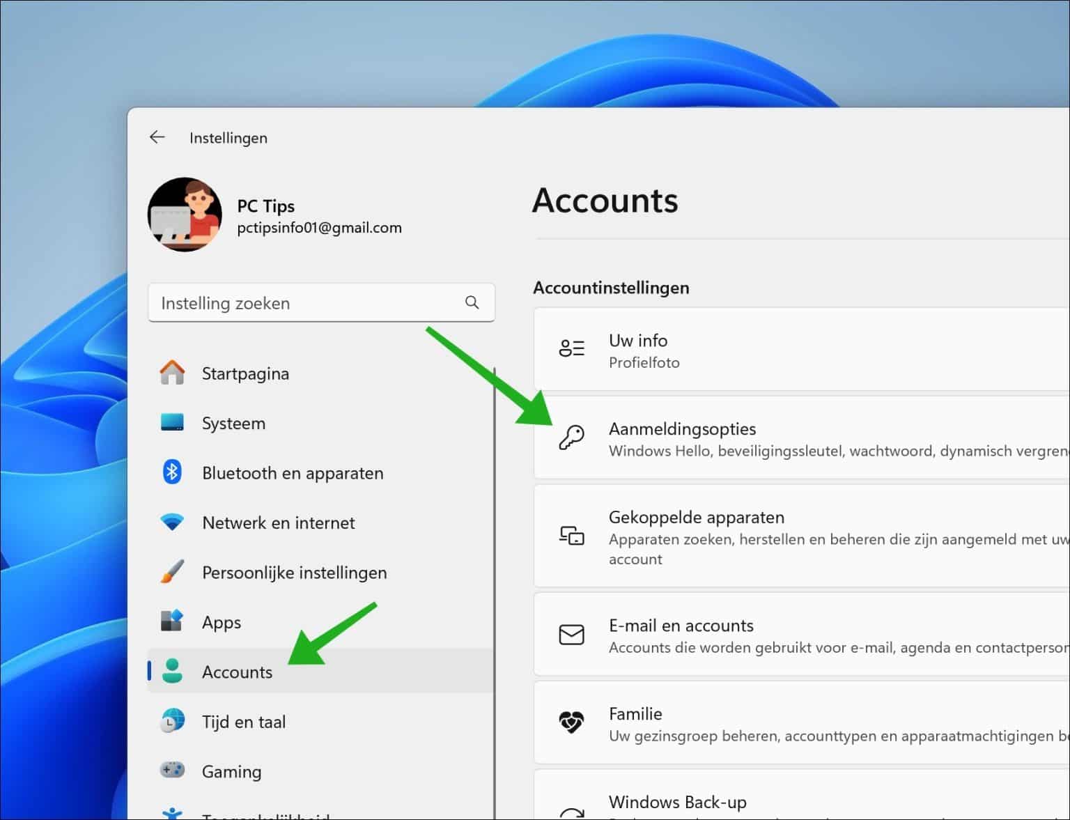Hoe kan ik aanmelden met pincode in Windows 11?