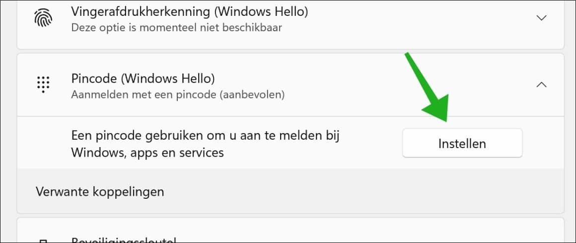 Hoe kan ik aanmelden met pincode in Windows 11?