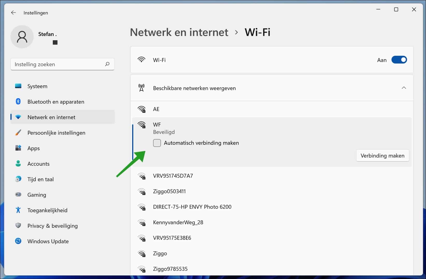 Wifi automatisch verbinden uitschakelen in Windows 11