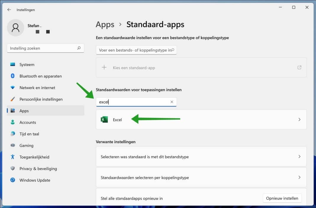 Office Word of Excel als standaard instellen in Windows 11