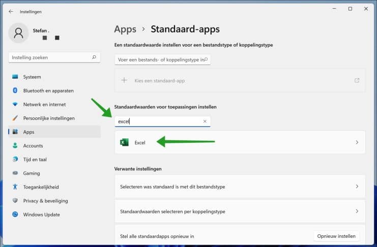 Office Word of Excel als standaard instellen in Windows 11