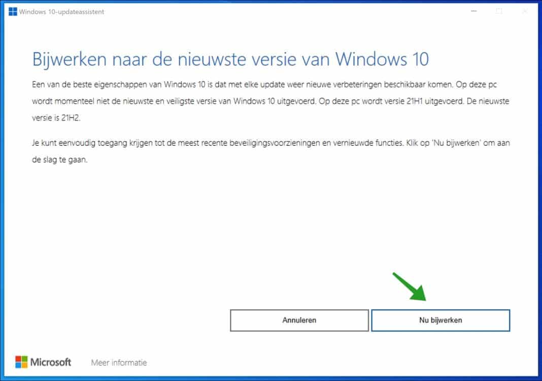 Windows 10 update 21H2 (November 2021) handmatig installeren