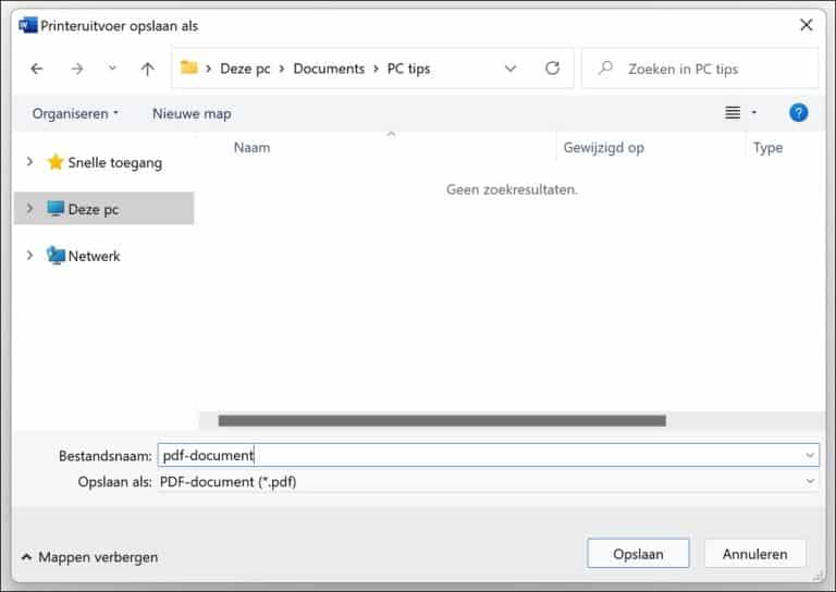 Een PDF bestand maken in Windows 11 zonder externe software