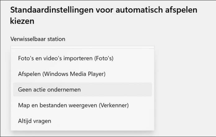 Automatisch openen van USB in- of uitschakelen in Windows 11