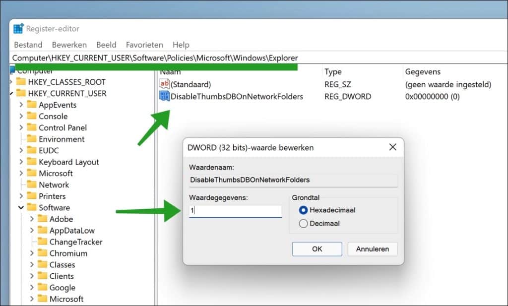 Thumbs.db bestand uitschakelen in Windows 11 of Windows 10