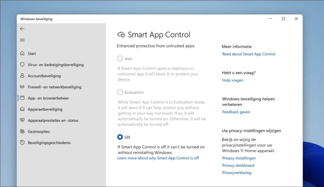 Smart App Control inschakelen of uitschakelen in Windows 11