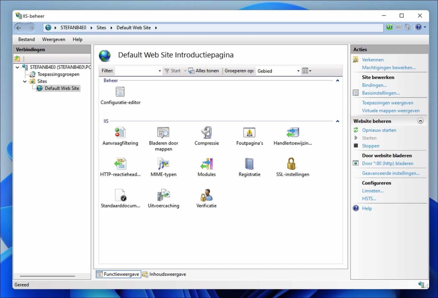 Microsoft IIS webserver installeren in Windows 11 of Windows 10