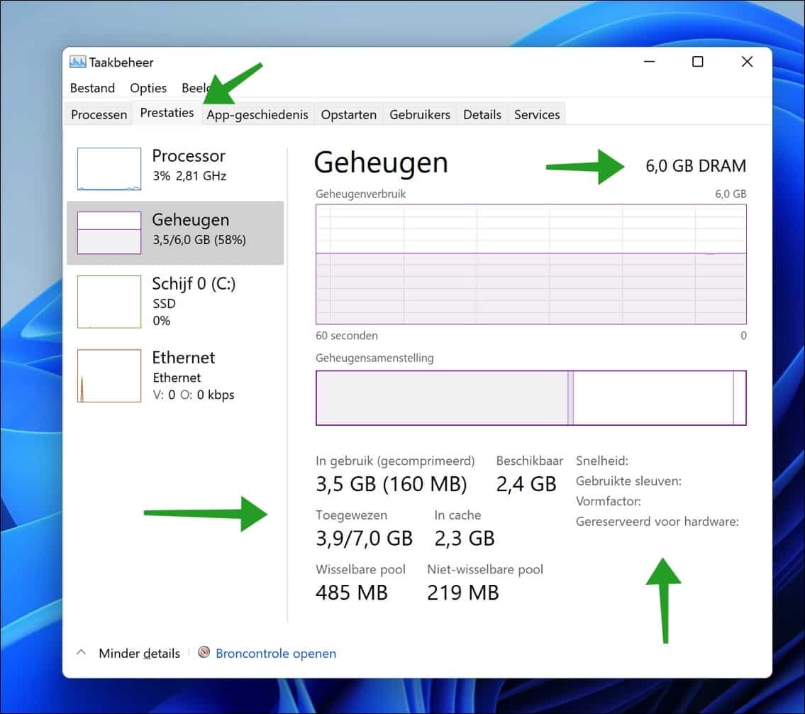 Welke type RAM geheugen zit er in mijn Windows computer?