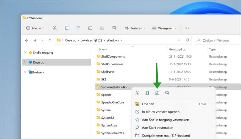 Windows Update "SoftwareDistribution" map verplaatsen