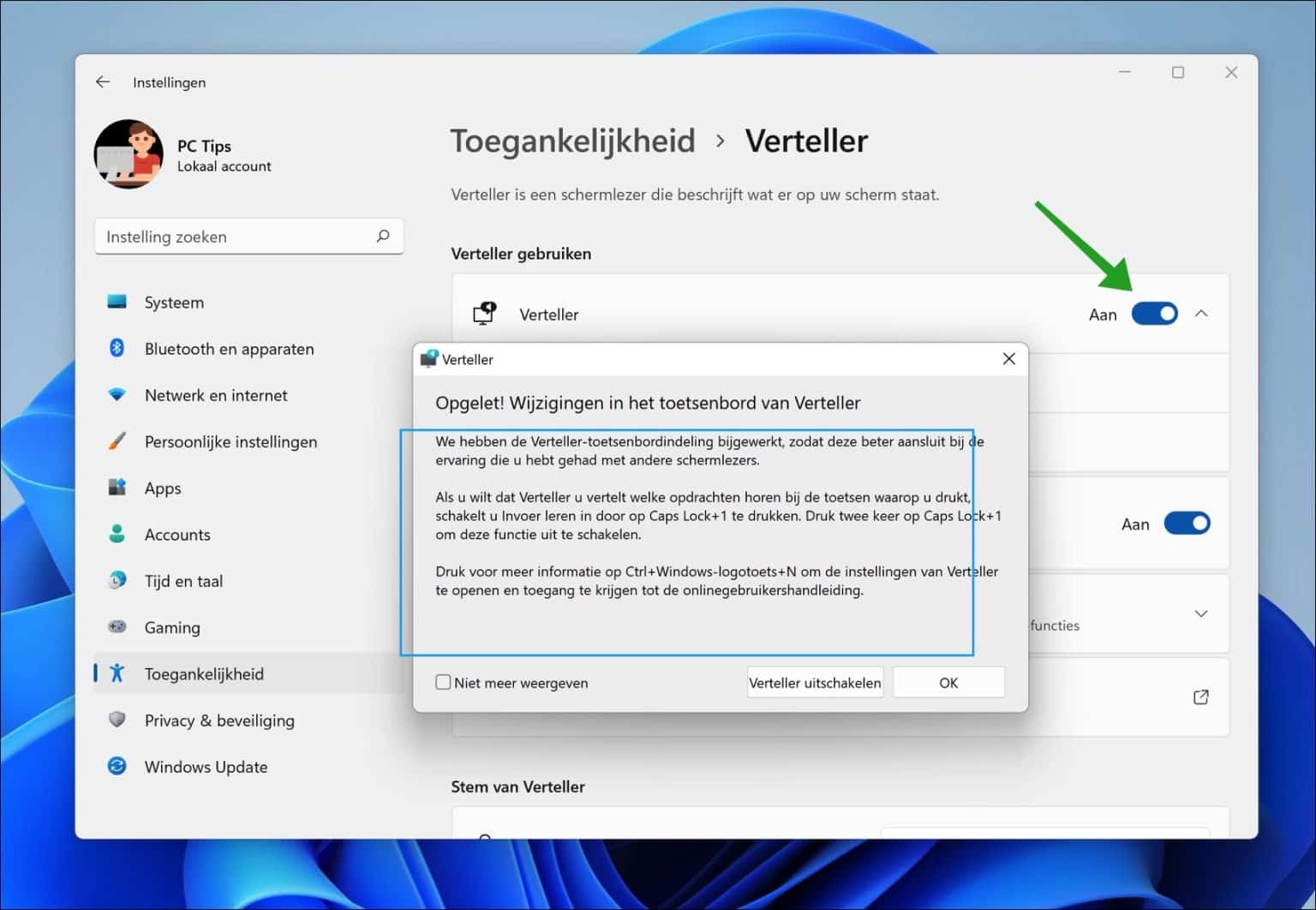 Verteller inschakelen of uitschakelen in Windows 11 (Gids)