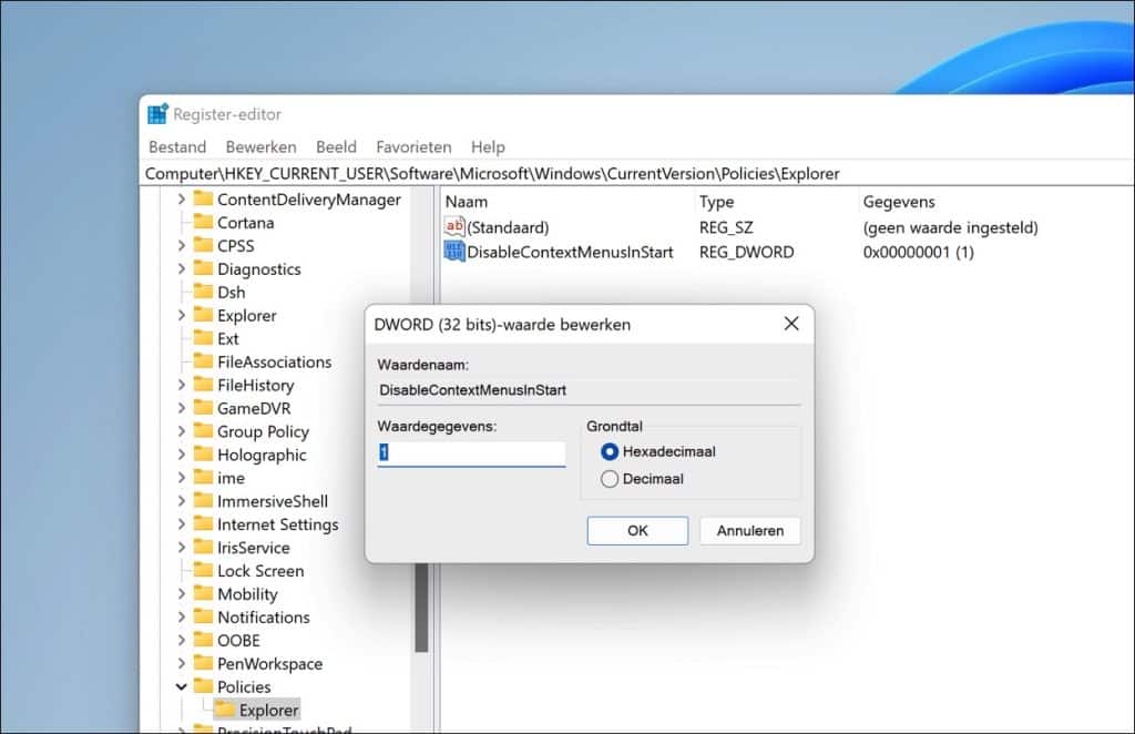 Rechtermuis klik menu blokkeren in Windows 11 of Windows 10