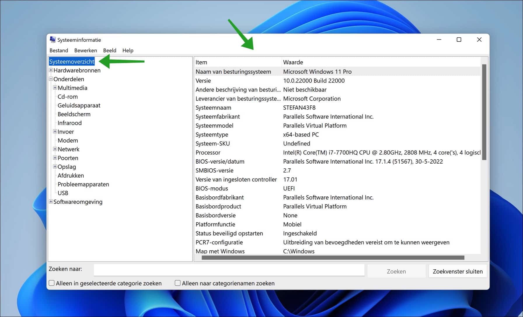 Computer specificaties bekijken in Windows 11 of Windows 10