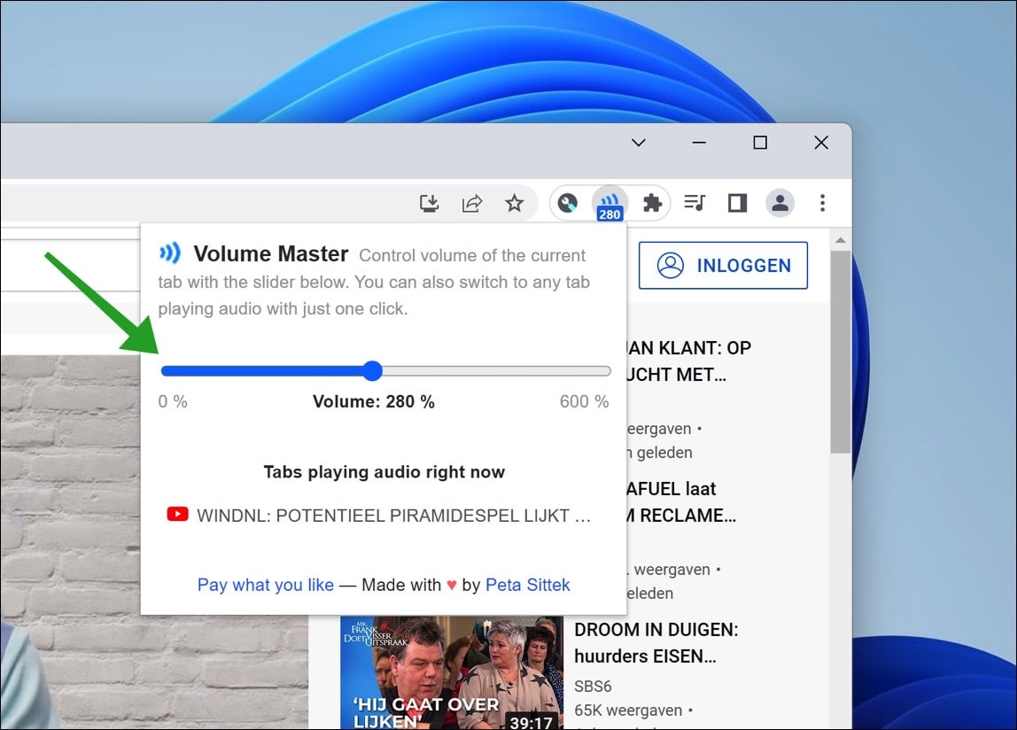 Geluid volume in Google Chrome verhogen boven 100%