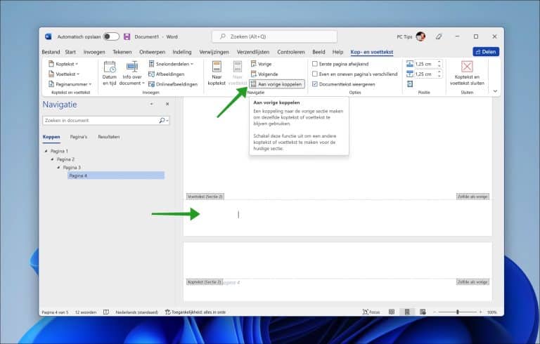 Paginanummering starten vanaf specifieke pagina in Word