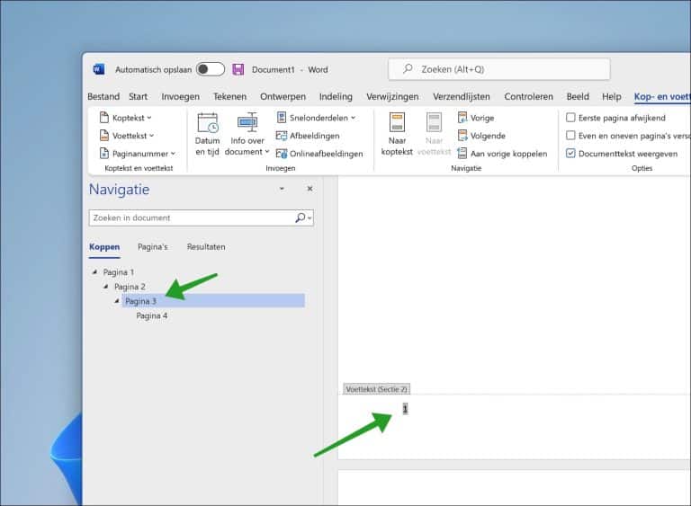 Paginanummering starten vanaf specifieke pagina in Word