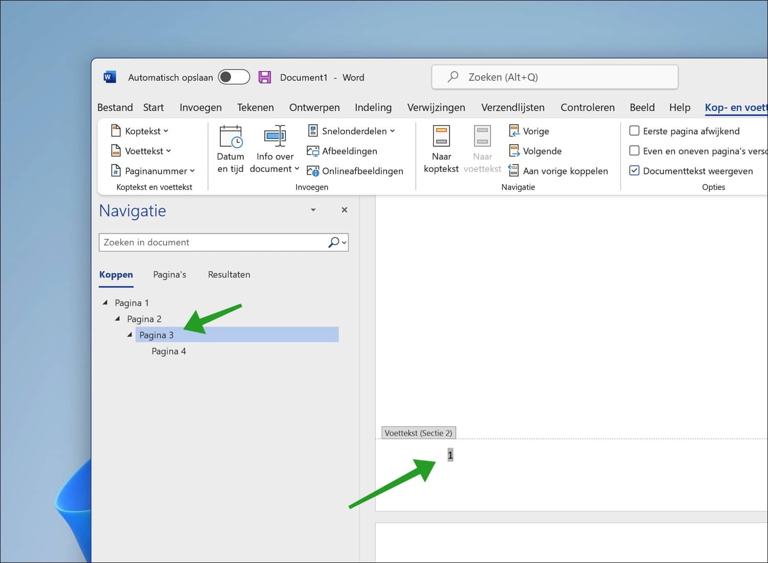 Paginanummering starten vanaf specifieke pagina in Word