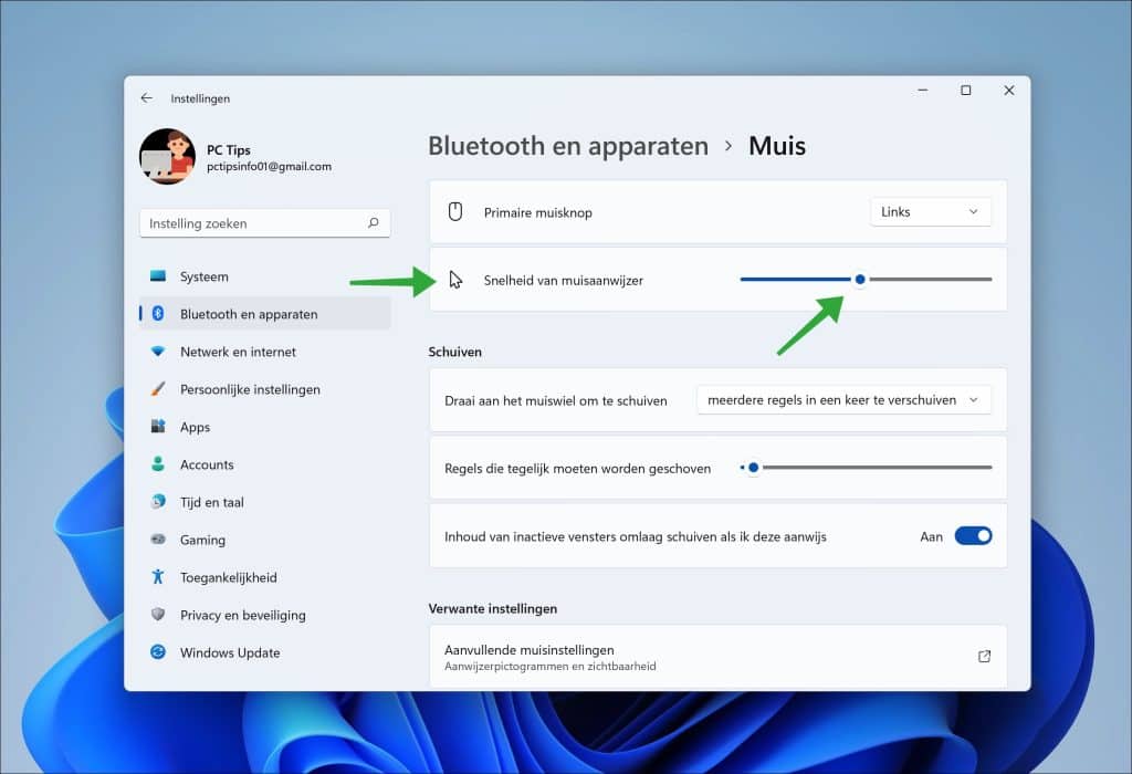 Snelheid van de muisaanwijzer aanpassen in Windows 11
