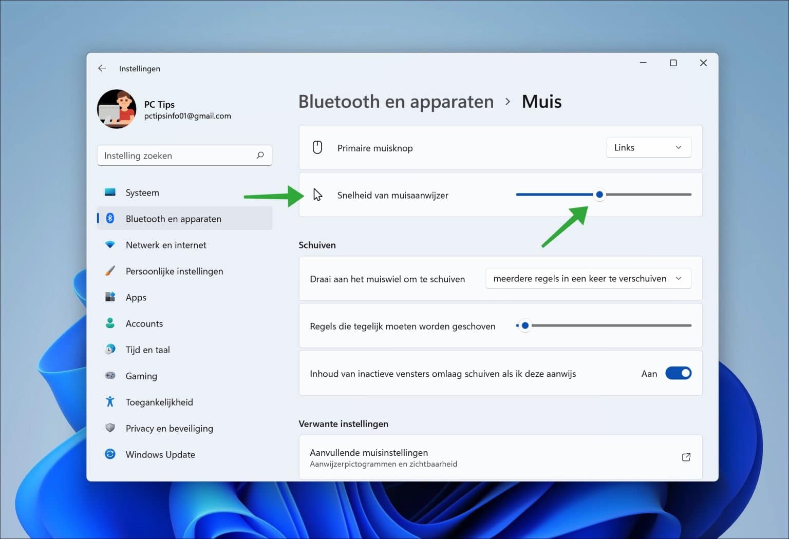 Snelheid van de muisaanwijzer aanpassen in Windows 11