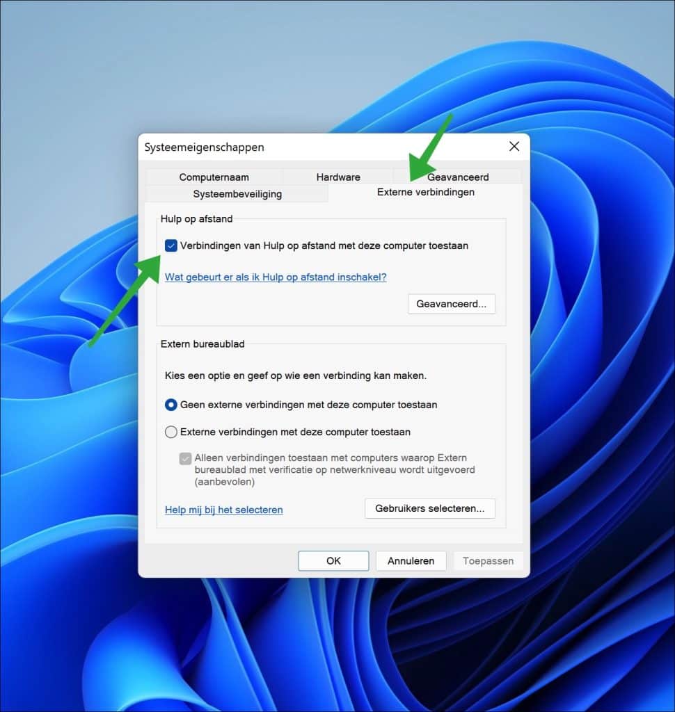 Hulp op afstand gebruiken in Windows 11