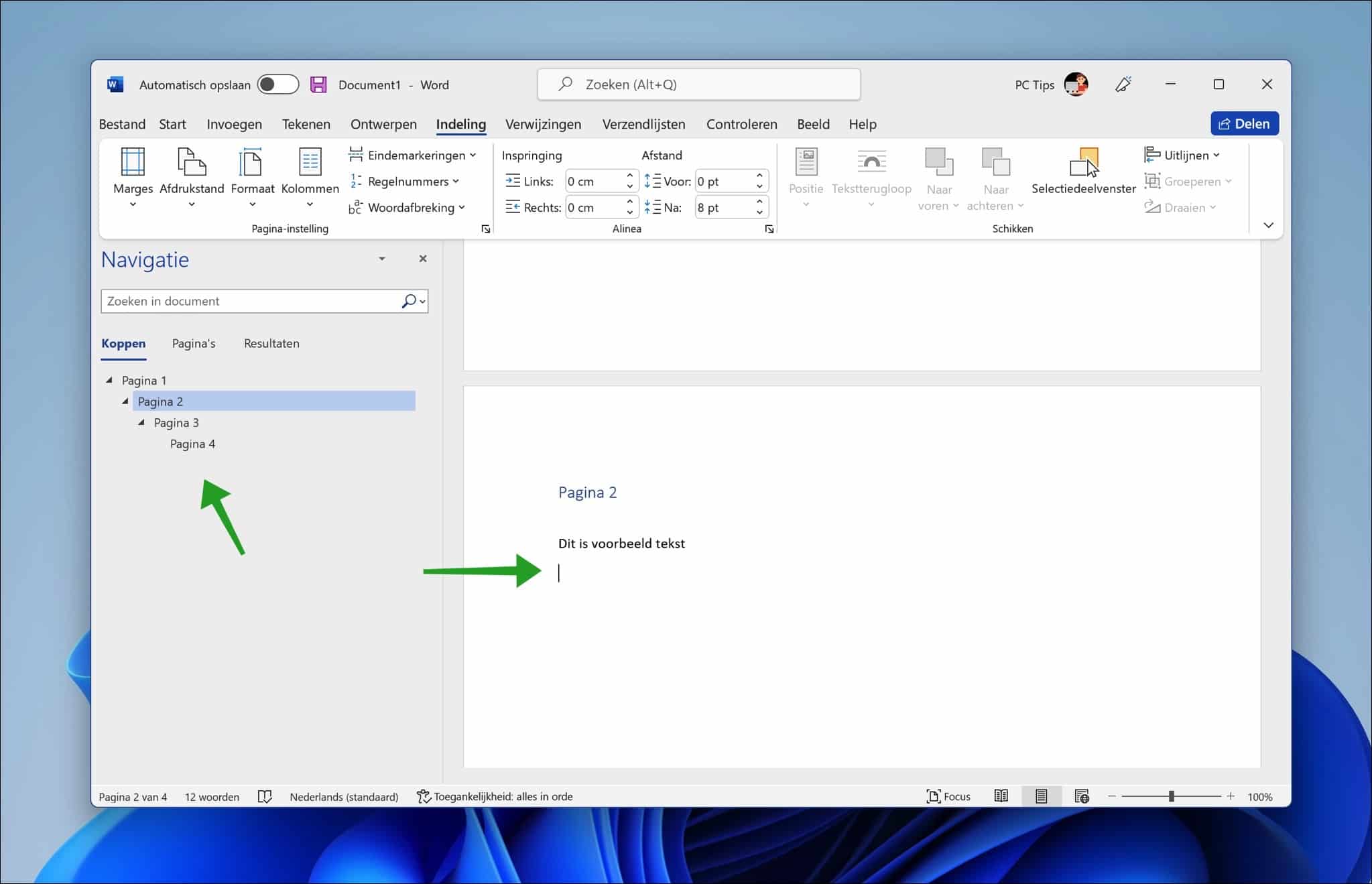 Paginanummering starten vanaf specifieke pagina in Word
