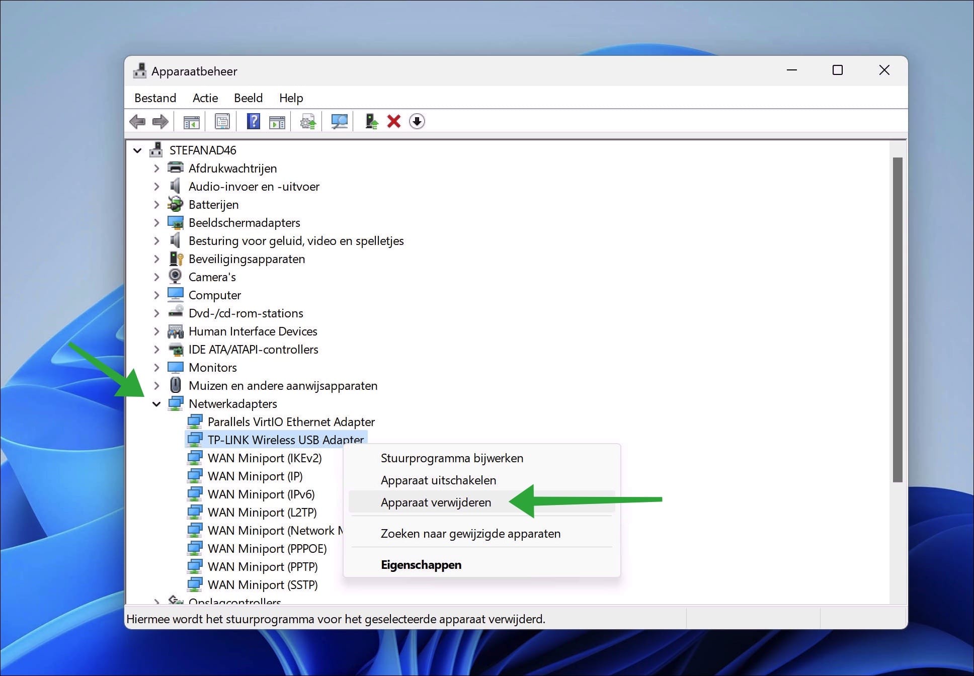 Wifi stuurprogramma opnieuw installeren in Windows 11 of 10