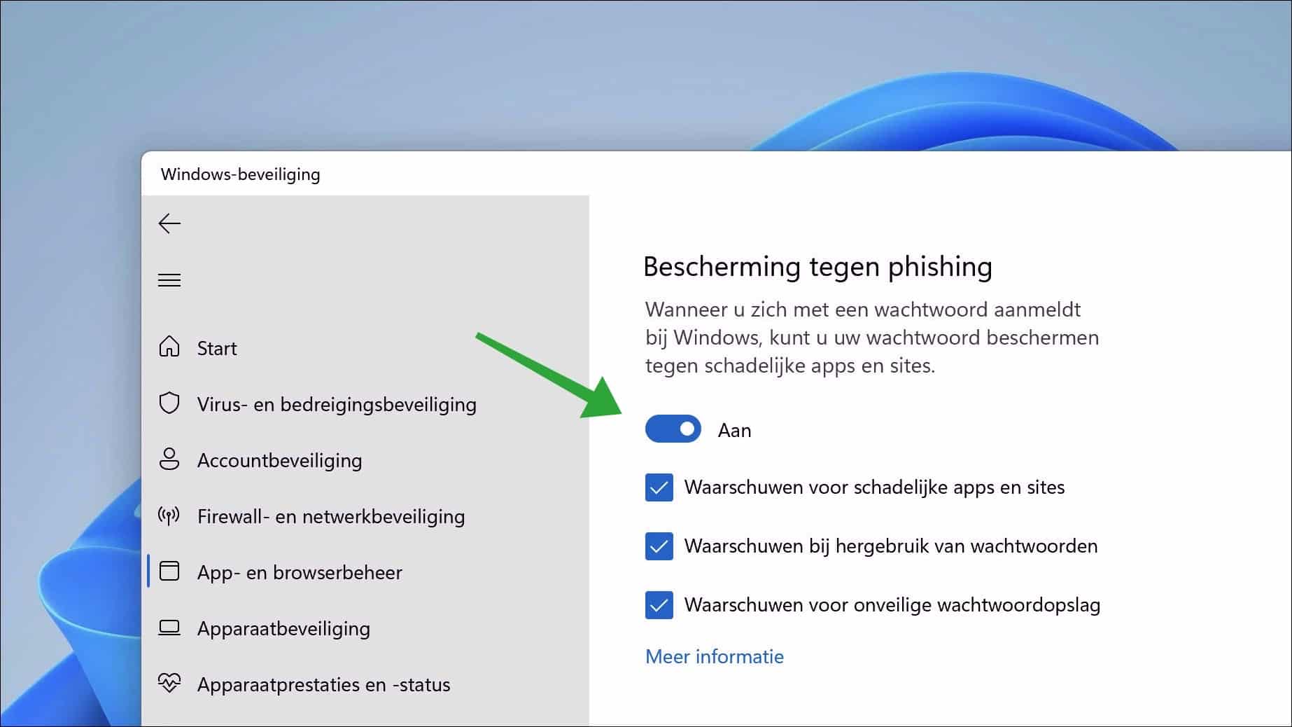 Bescherming tegen phishing inschakelen in Windows 11