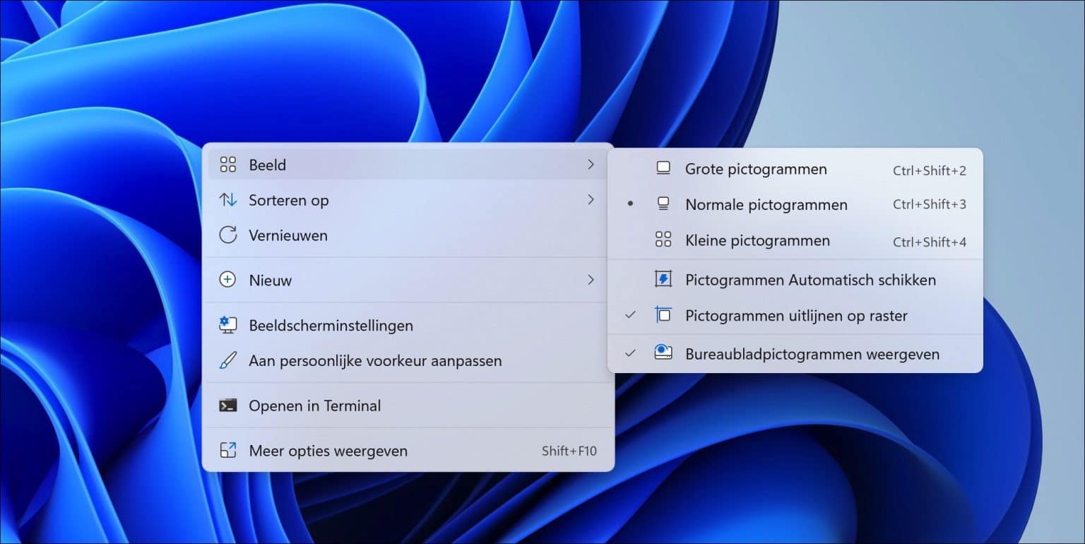 Afstand tussen bureaubladpictogrammen wijzigen in Windows 11