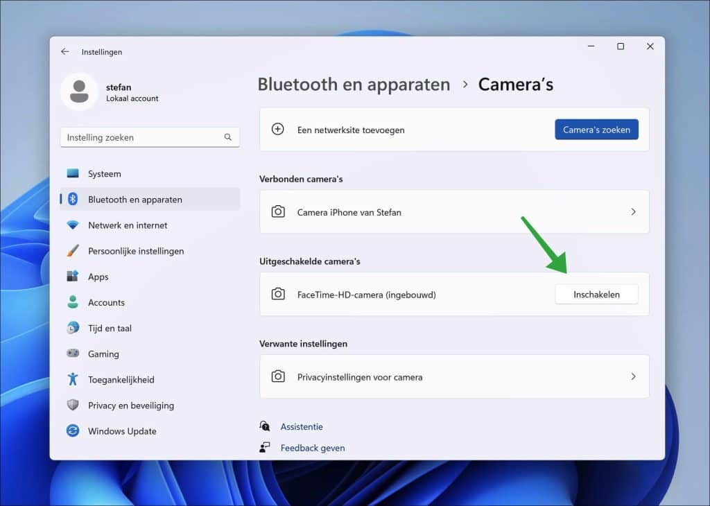 Webcam inschakelen of uitschakelen in Windows 11