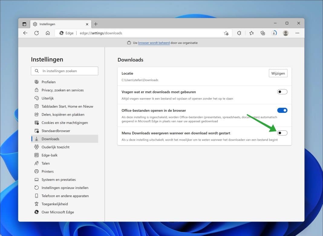 Downloads map locatie in de Microsoft Edge browser wijzigen