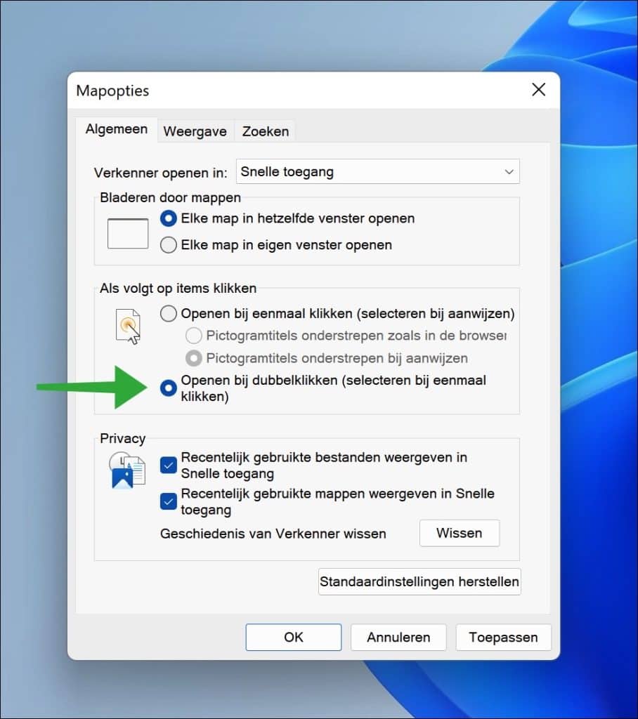 Eenmalige muis klik inschakelen of uitschakelen in Windows 11/10