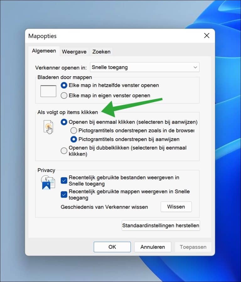 Eenmalige muis klik inschakelen of uitschakelen in Windows 11/10