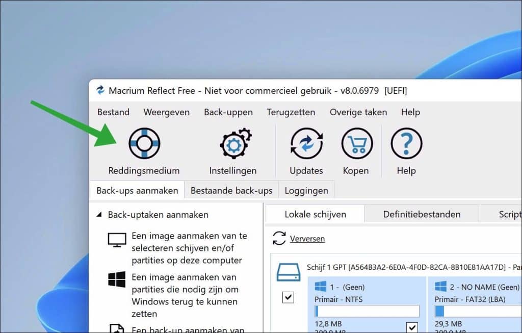Windows 11 back-up maken met Macrium Reflect