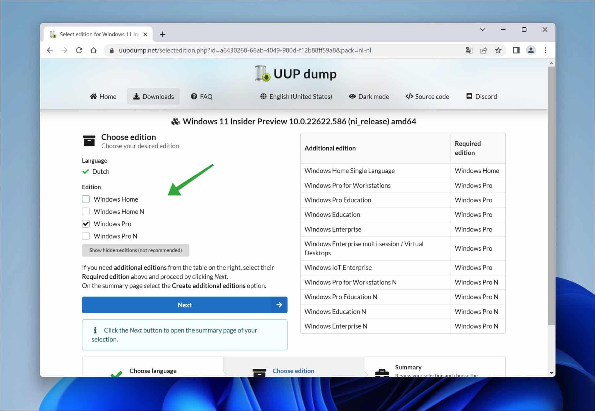 UUP Dump gebruiken om een Windows ISO te downloaden