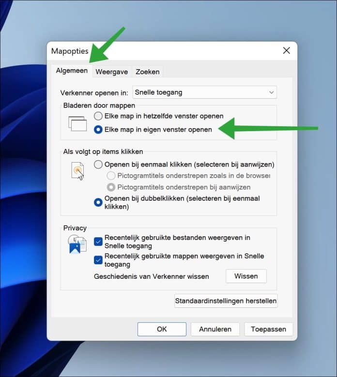 Een map openen als nieuw venster in Windows 11 of Windows 10