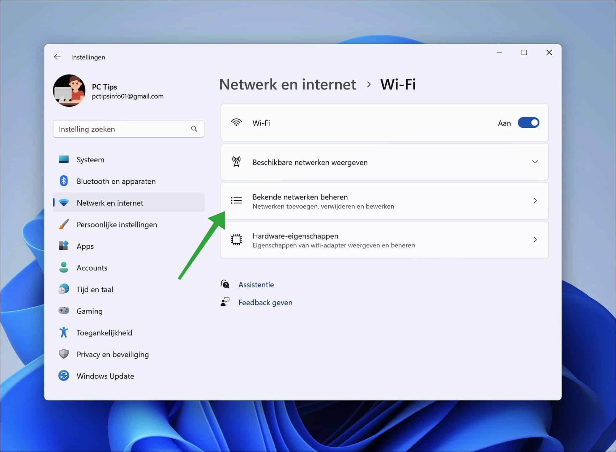 Verbinden met verborgen wifi netwerk in Windows 11
