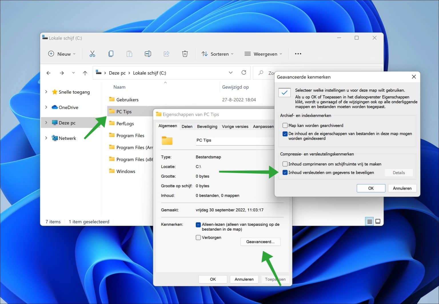 Bestanden of mappen versleuten met EFS in Windows 11