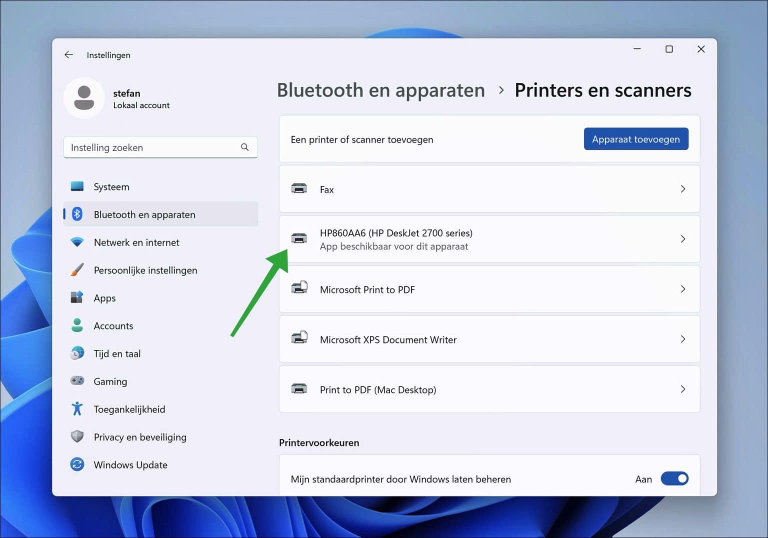 Welke printer model of serienummer heb ik in Windows 11?