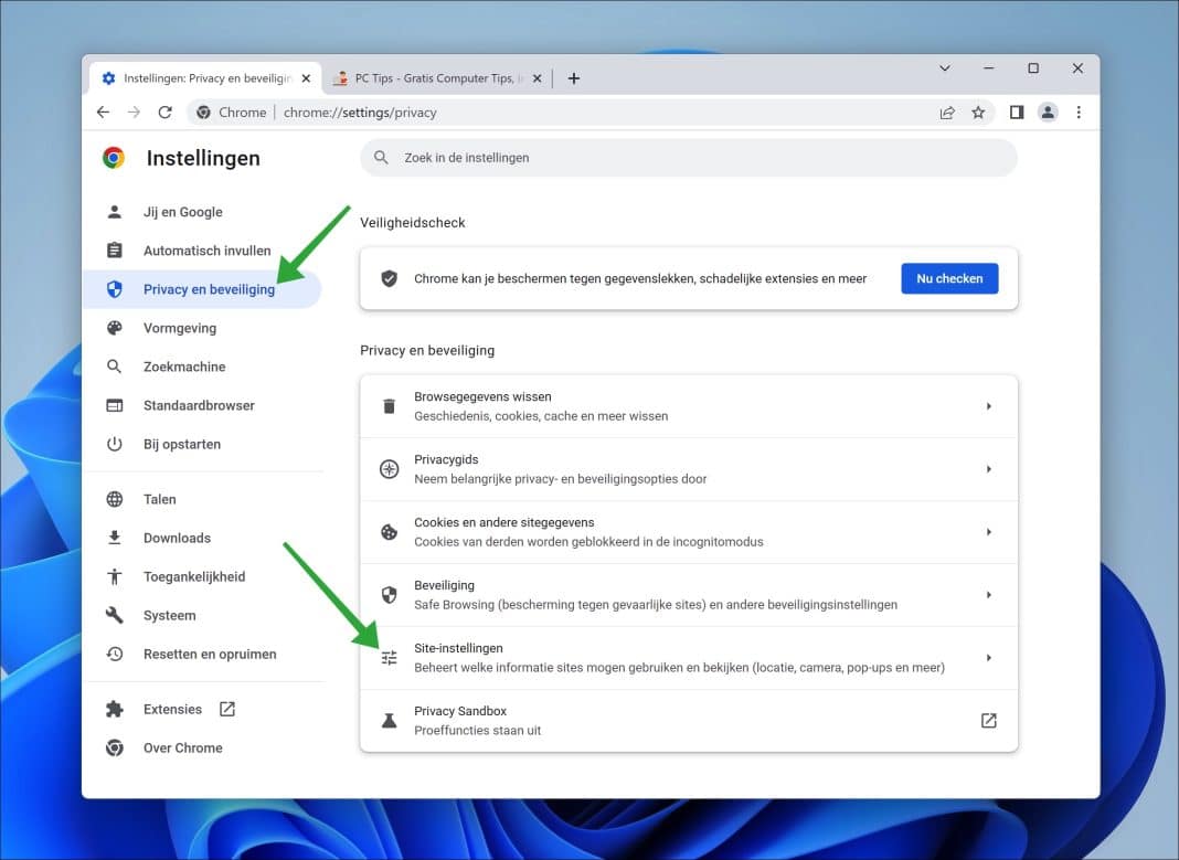 JavaScript in- of uitschakelen in de Google Chrome browser