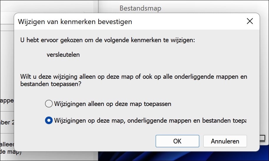 Bestanden of mappen versleuten met EFS in Windows 11