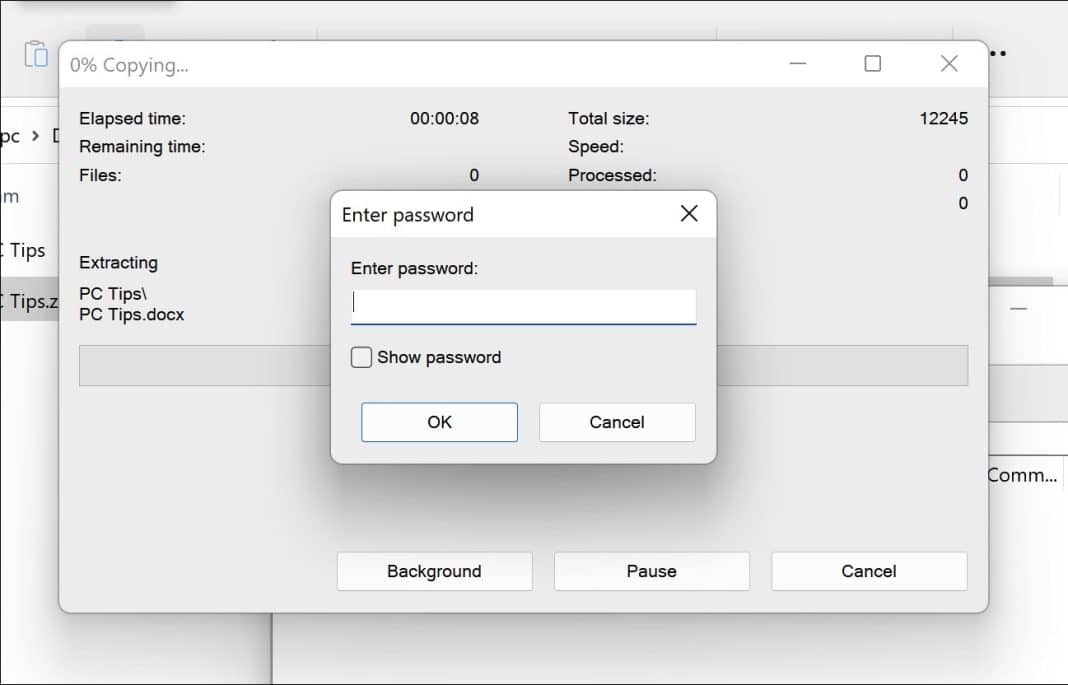 Wachtwoord toevoegen aan ZIP bestand in Windows 11 of 10